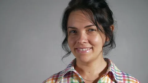 Close-up Pretty Female Smiling Face Happ... | Stock Video | Pond5