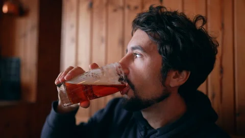 Close-up profile face of 30s man enjoyin... | Stock Video | Pond5