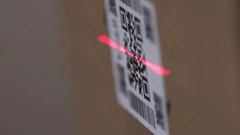 close-up of a QR code scanned with a las... | Stock Video | Pond5