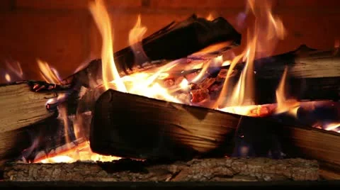 Close-up of a Real Wood Fire Burning in ... | Stock Video | Pond5
