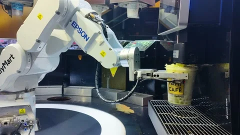 Close up of robot arm serving beverages ... | Stock Video | Pond5