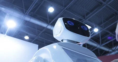 Close up of robot head. Robot emotions. ... | Stock Video | Pond5