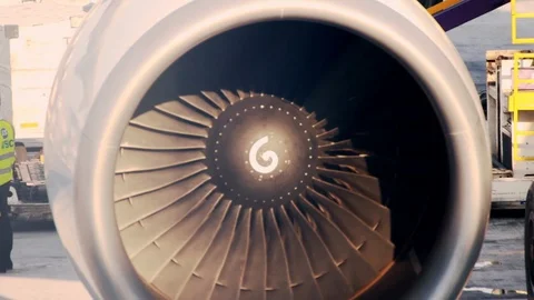 Close up of a running aircraft engine wi... | Stock Video | Pond5