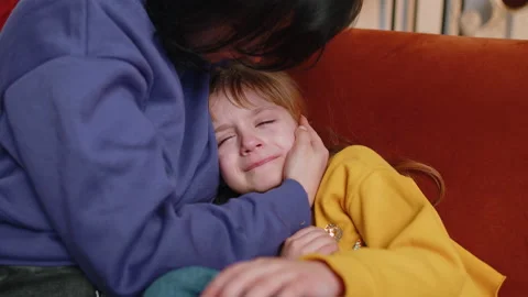 Close-up of sad girl kid is crying and l... | Stock Video | Pond5