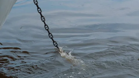 Close Up Of Sailing Ship Dropping Anchor... | Stock Video | Pond5