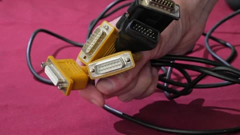 Close-up of Serial COM Ports and Cables | Stock Video | Pond5