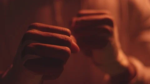 Close up shot of boxer's hands clenched ... | Stock Video | Pond5