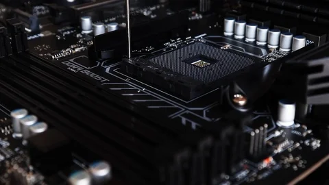 A close-up shot of a CPU which is set in... | Stock Video | Pond5