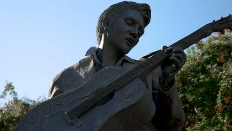 Close up shot of Elvis Presley Statue on... | Stock Video | Pond5