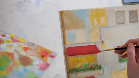 Close up shot of girl hand painting pict... | Stock Video | Pond5