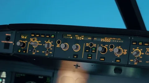 Close shot of glareshield in Airbus A321... | Stock Video | Pond5