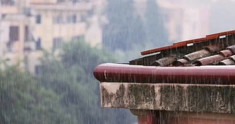 Heavy Rain Roof Gutters Stock Footage ~ Royalty Free Stock Videos | Pond5