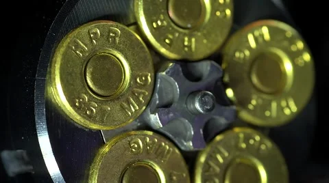 Close Up Shot Of Loading 357 Magnum Ammo... | Stock Video | Pond5