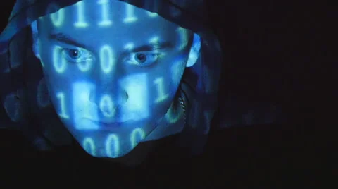 Close up shot of male face of hacker wit... | Stock Video | Pond5