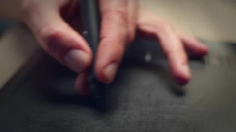 Close-up shot of male hands draw with pe... | Stock Video | Pond5