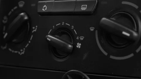 Close up shot man's hand turn on the air... | Stock Video | Pond5