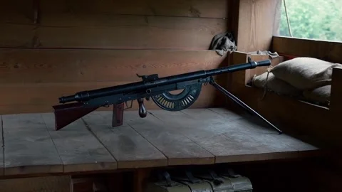 Close Shot of an Old War Machine Gun On ... | Stock Video | Pond5