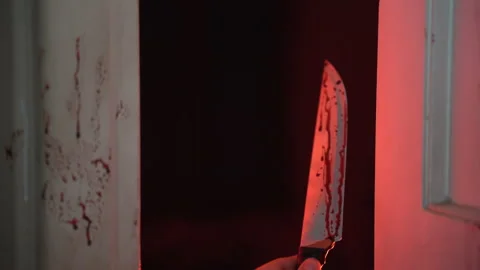 Close up shot on sharp bloody knife in p... | Stock Video | Pond5