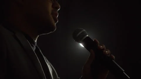 Close up shots microphone speaker man ta... | Stock Video | Pond5