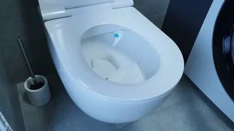 Close up side view of toilet flush. Side... | Stock Video | Pond5