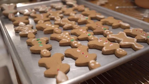 Close-up sliding shot of gingerbread man... | Stock Video | Pond5