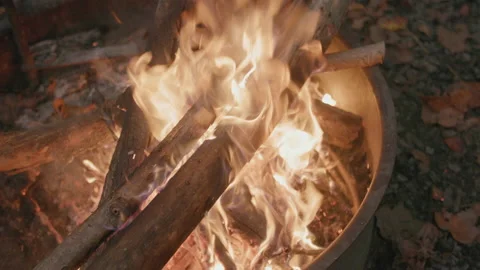 Close slow motion footage of a fire in a... | Stock Video | Pond5