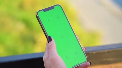 Close-up smartphone screen. Green screen... | Stock Video | Pond5