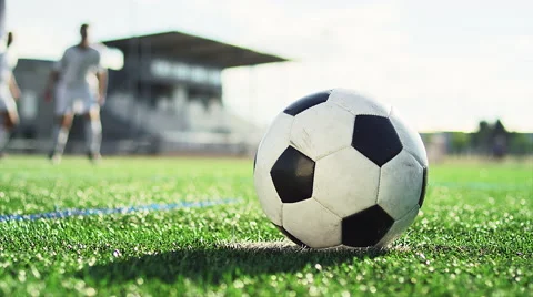 Close up of a soccer ball being kicked b... | Stock Video | Pond5
