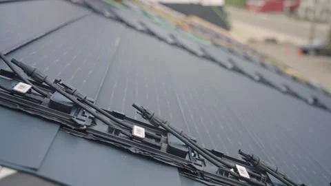 Close-Up of Solar Shingles Wiring Instal... | Stock Video | Pond5