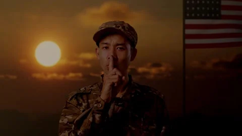 Close Up Of Soldier And Making Shh Gestu... | Stock Video | Pond5