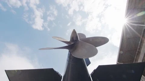 Close up of a submarine propeller large ... | Stock Video | Pond5
