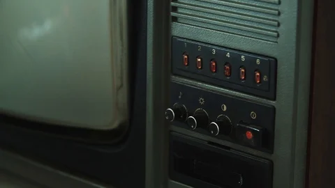 Close Up Of Switching On An Old Tv. stat... | Stock Video | Pond5
