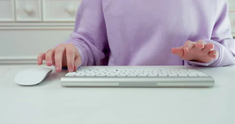 Close up of teen girl hands typing on ke... | Stock Video | Pond5