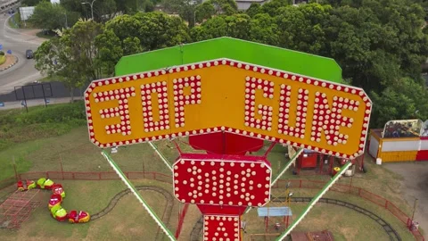 Close-up Top Gun Funfair signage ride i... | Stock Video | Pond5