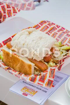 Close up of Traditional African bread based street food called Bunny ...