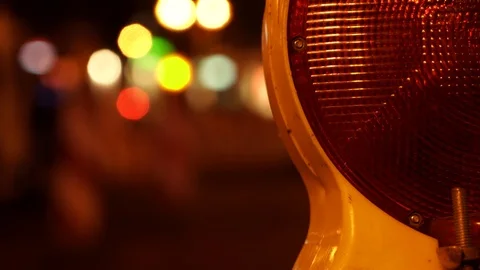 Close up of traffic beacon sign at night... | Stock Video | Pond5