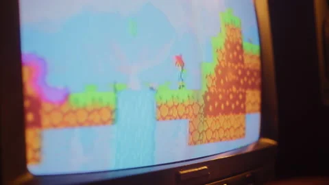 Close Up TV Screen with Arcade Game | Stock Video | Pond5