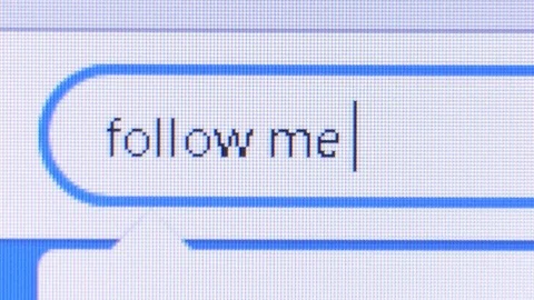 Close up Twitter user types 'follow me' ... | Stock Video | Pond5