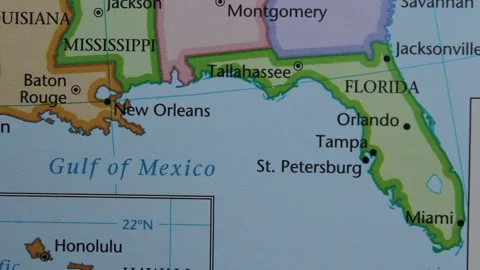 Close up of the USA on a map with Florid... | Stock Video | Pond5