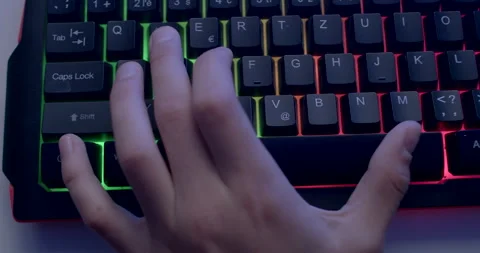 Close-up using computer keyboard keys He... | Stock Video | Pond5