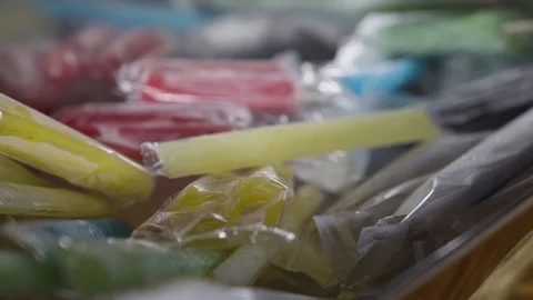 Close up of a variety of popsicles in a ... | Stock Video | Pond5