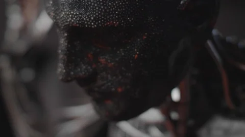 Close Up View Of Artistic Metal Human He... | Stock Video | Pond5