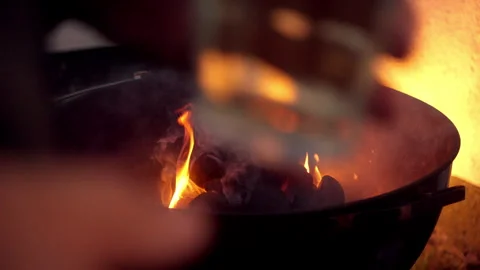Close up view of black color barbecue gr... | Stock Video | Pond5