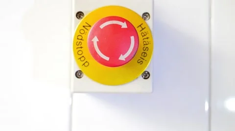 Close up view of an emergency stop butto... | Stock Video | Pond5