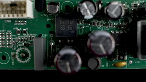 Close Up View Of Green PCB With Transist... | Stock Video | Pond5