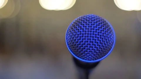 Close up view of microphone metal grid. ... | Stock Video | Pond5
