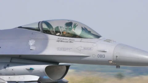 Close view of a military pilot greetings... | Stock Video | Pond5