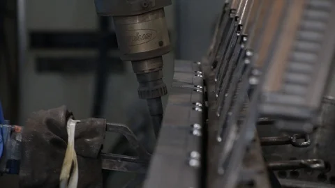 Close up view of a robotic arm welding a... | Stock Video | Pond5