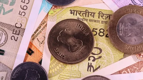 Close up view of rotating Indian rupees,... | Stock Video | Pond5