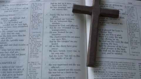 Close up view of the text of Isaiah chap... | Stock Video | Pond5